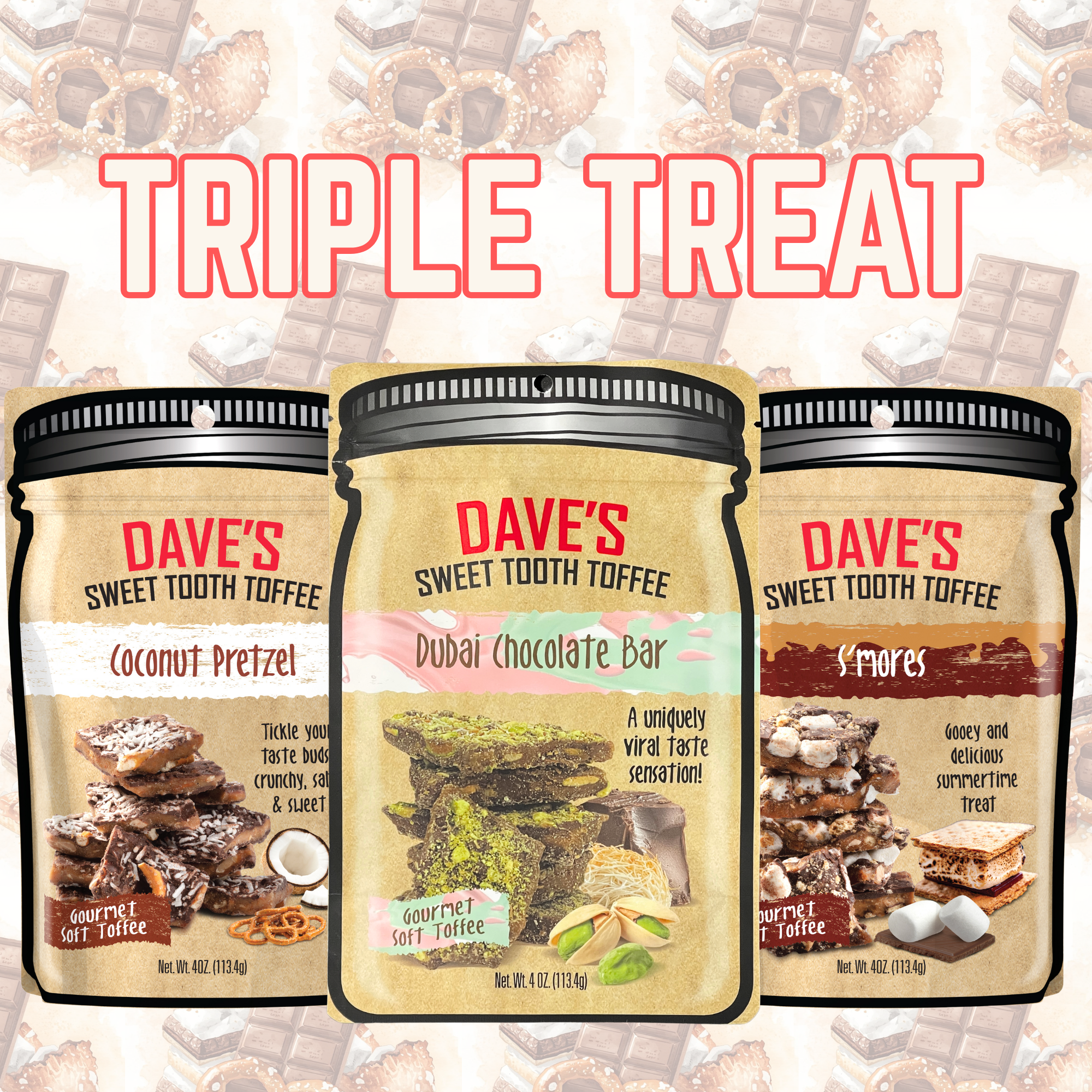Triple Treat - Three Pack – Dave's Sweet Tooth Toffee